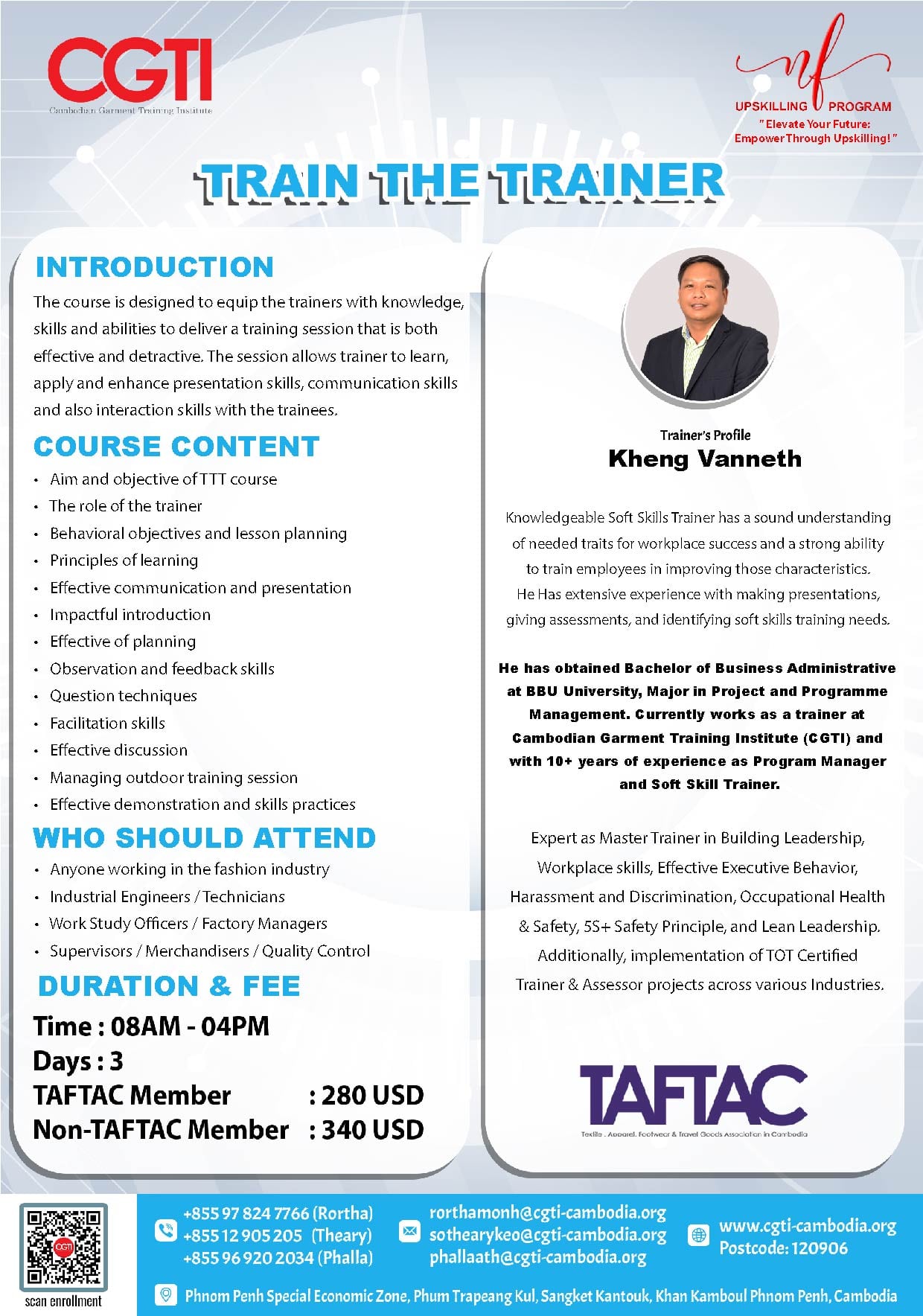 Short Course Enrollment | Cambodian Garment Training Institute