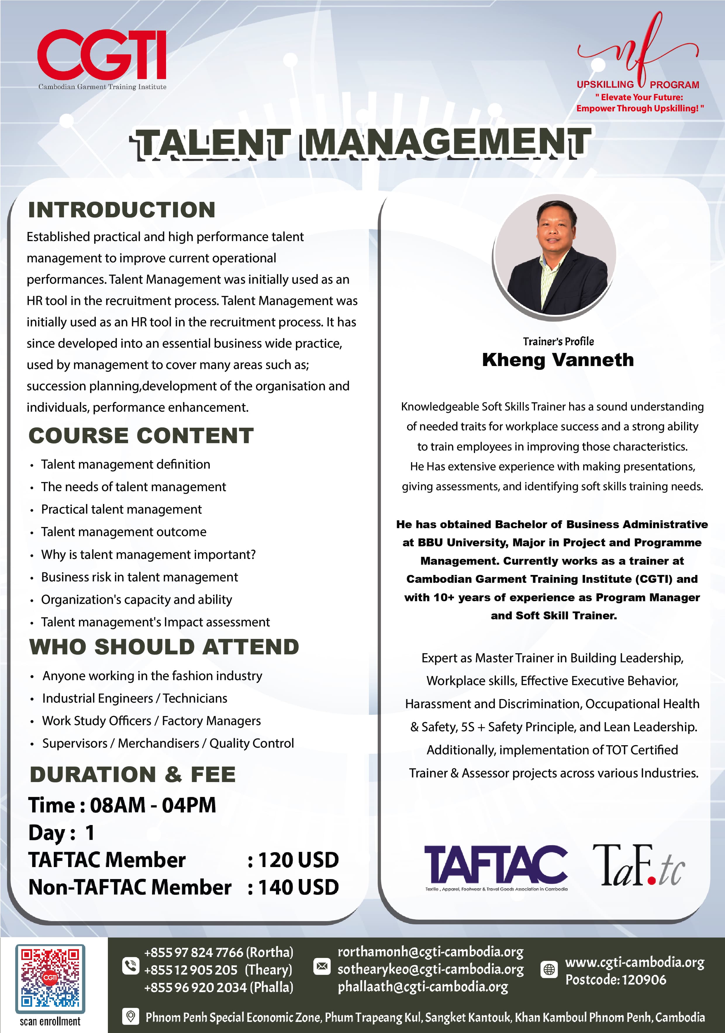 Short Course Enrollment | Cambodian Garment Training Institute