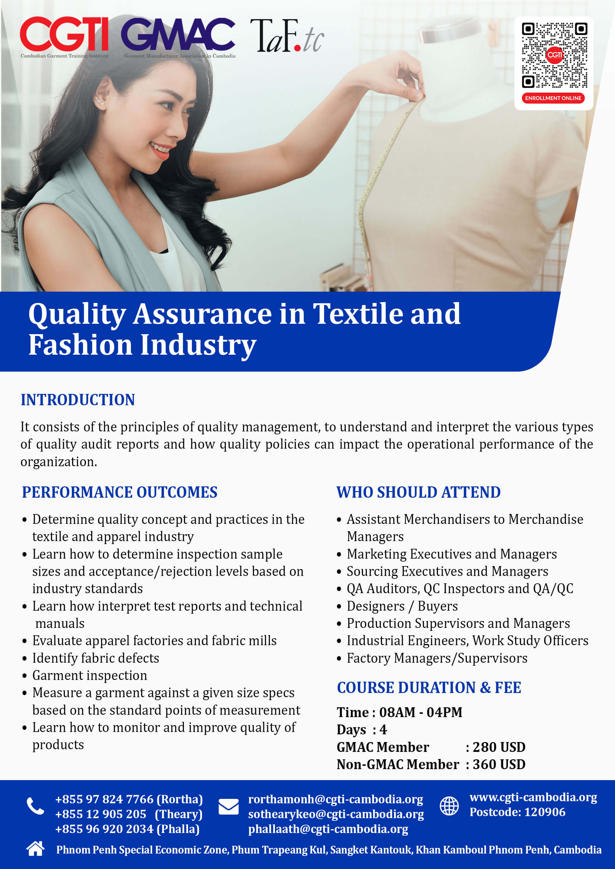Short Course Enrollment | Cambodian Garment Training Institute