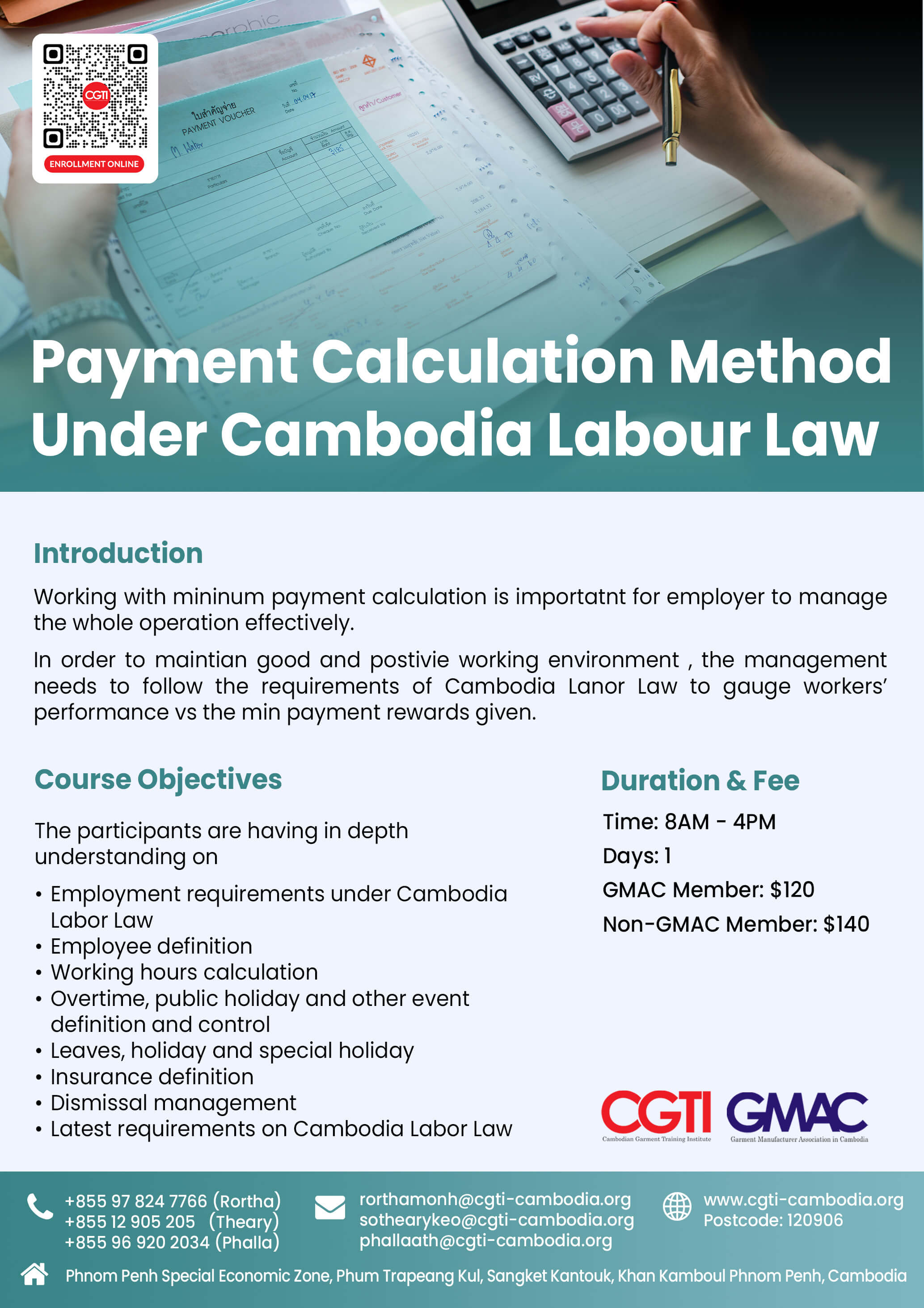 Short Course Enrollment | Cambodian Garment Training Institute