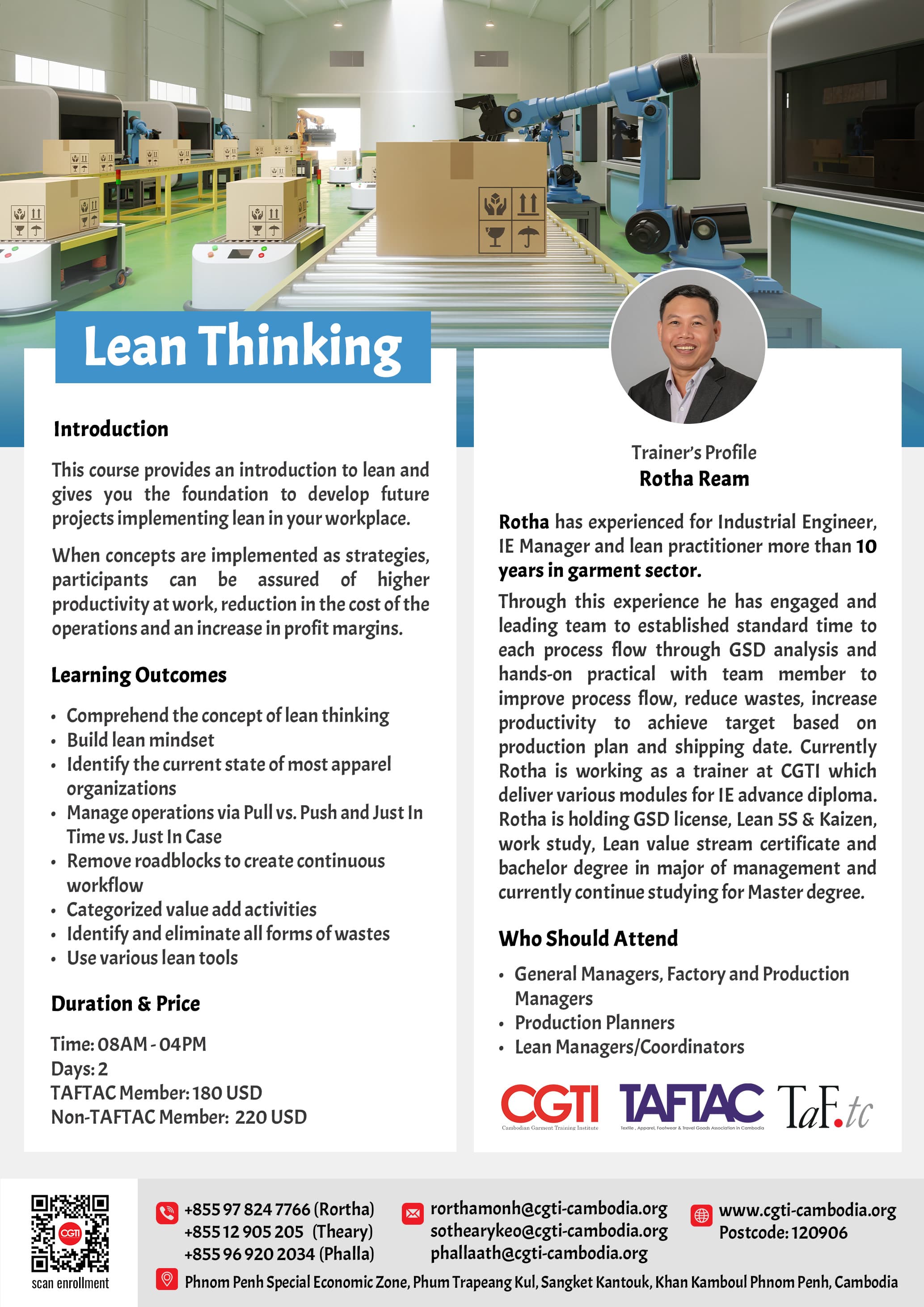 Short Course Enrollment | Cambodian Garment Training Institute