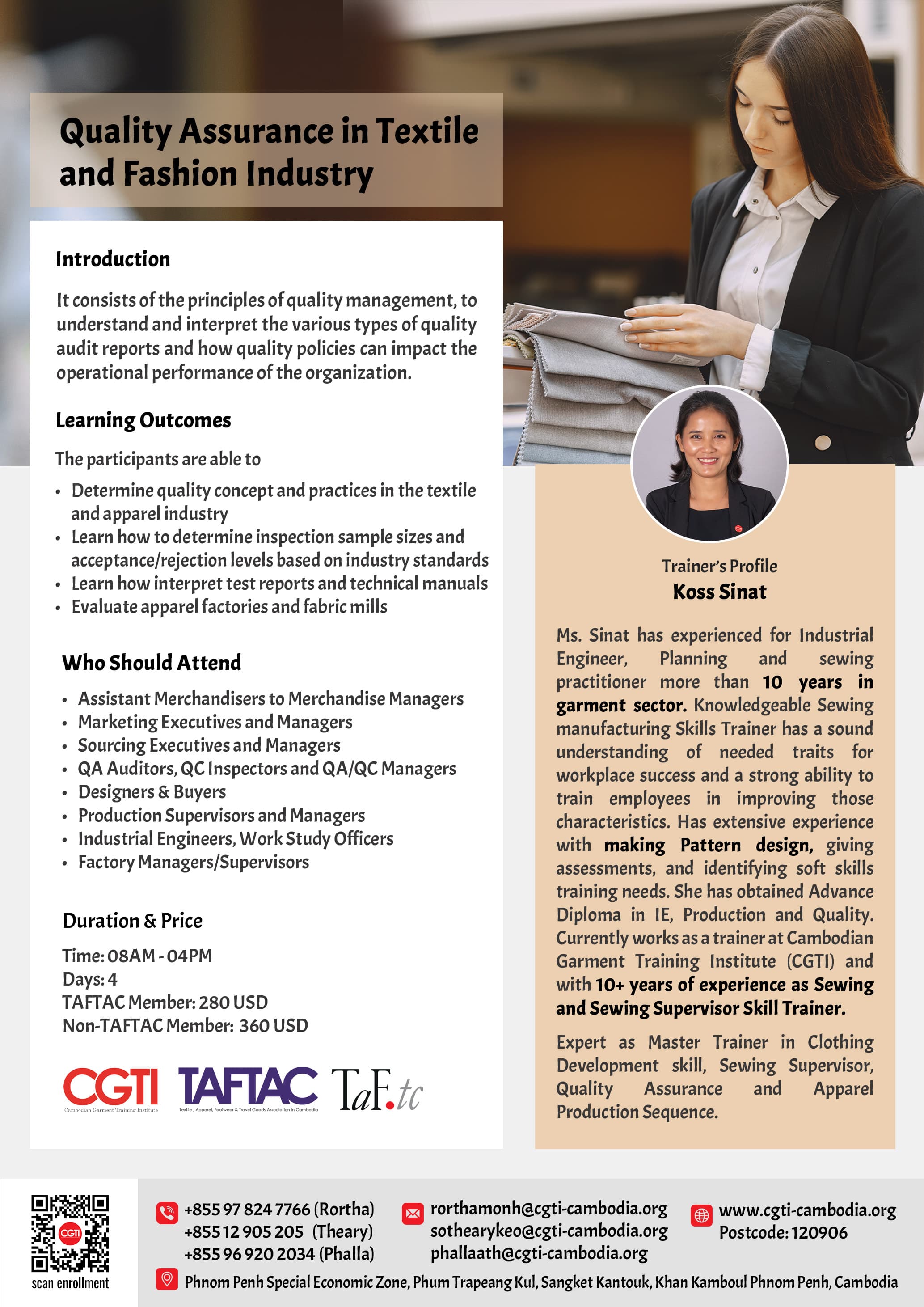 Short Course Enrollment | Cambodian Garment Training Institute