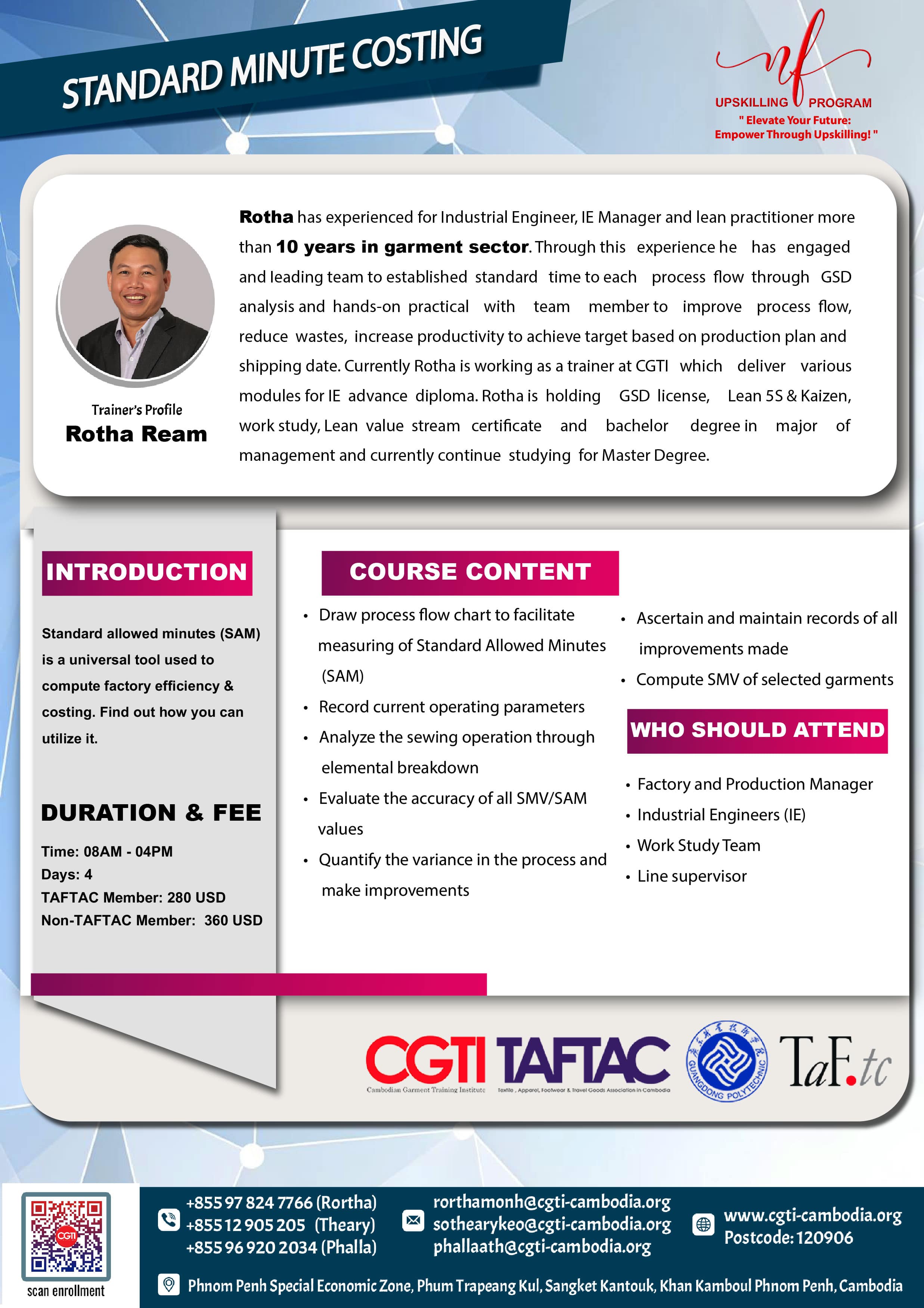 Short Course Enrollment | Cambodian Garment Training Institute